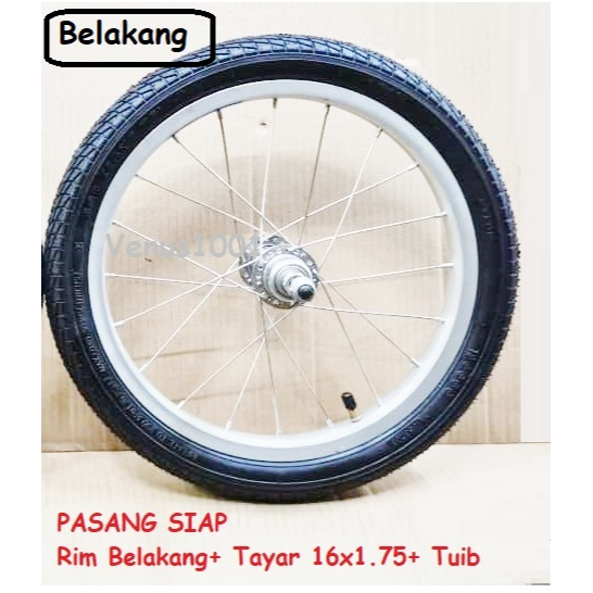PASANG SIAP Rim size 16" x 1.75 siap tayar dan tuib untuk basikal dan ...
