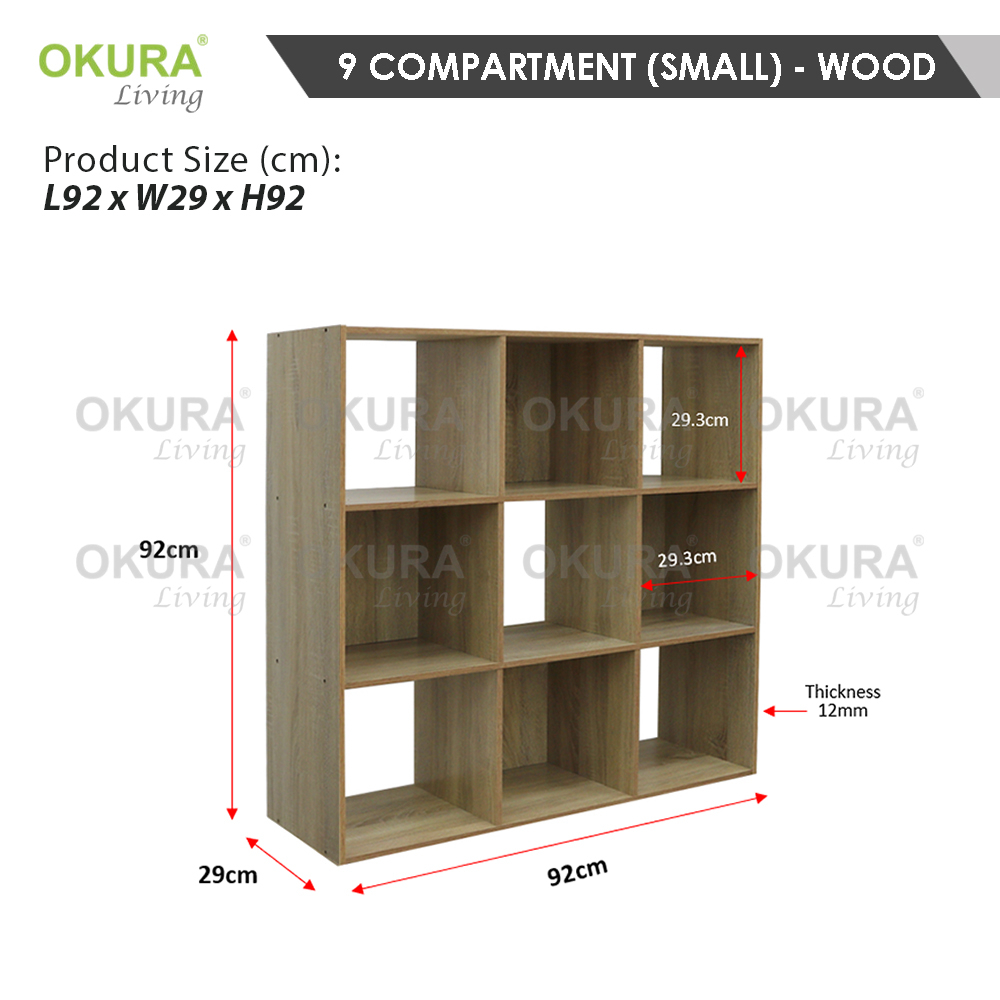 OKURA 12 Compartments Multipurpose Storage Book Shelf File Cabinet ...