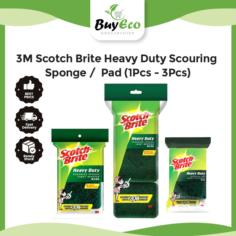 3M Scotch Brite Heavy Duty Scouring Sponge / Pad (1Pcs - 3Pcs) | Shopee ...