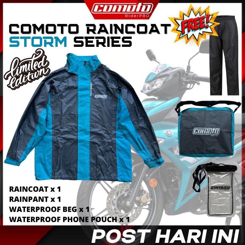 COMOTO Rain Coat Motorcycle Baju Hujan Waterproof Special CYAN (S TO ...
