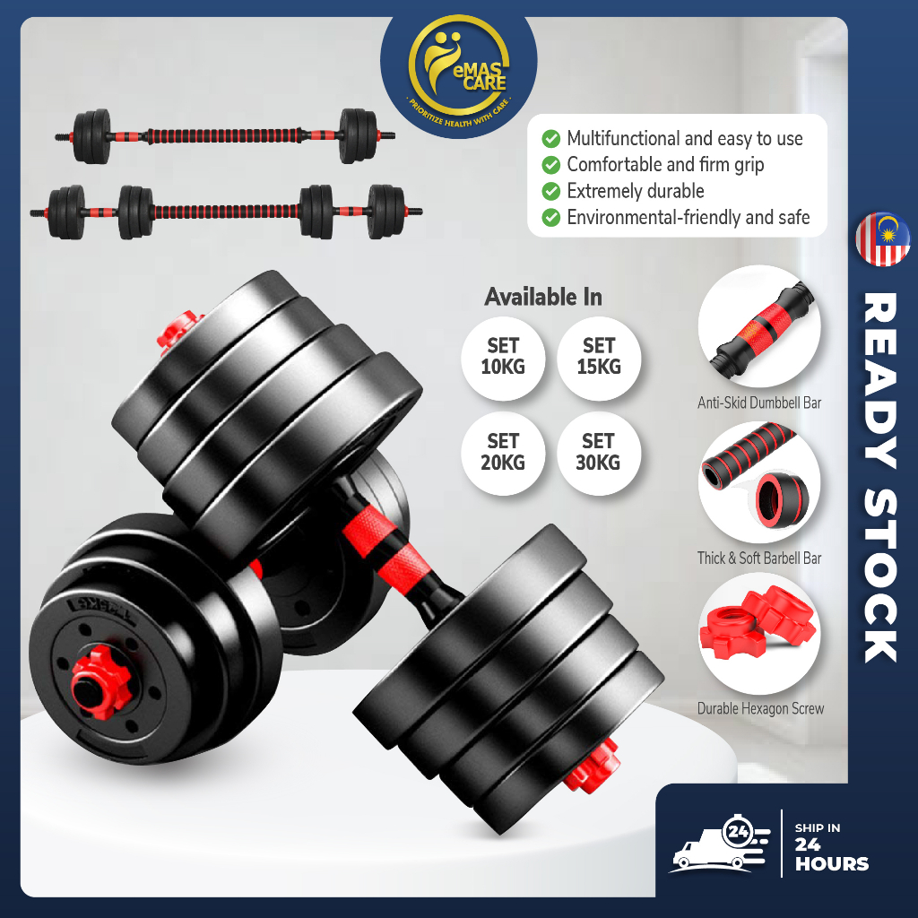 Dumbbell Set Adjustable Set Strength 30KG Barbell With Bold Connector ...