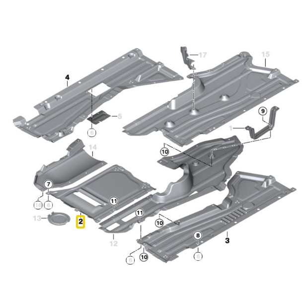 Genuine BMW X5 F15 X6 F16 under floor coating center cover 51757328439 ...
