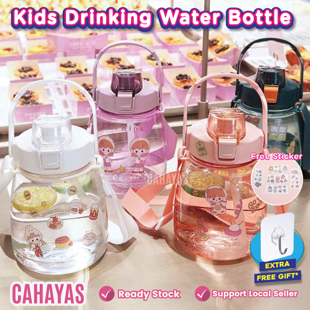 [M'sia Stock] Cute 1500ML Large Size Kids Water Bottle With Straw And ...
