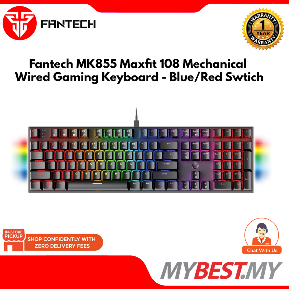 Fantech MK855 Maxfit 108 Mechanical Wired Gaming Keyboard - Blue/Red Swtich (KB102) | Shopee ...