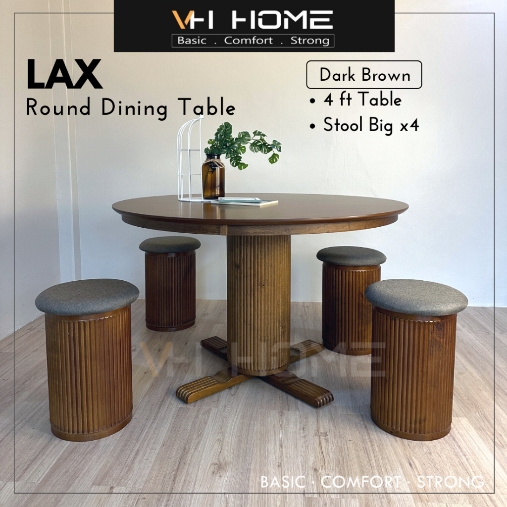 VH LAX Round Dining Table 3.5FT/4FT With Stools Special Modern Design ...