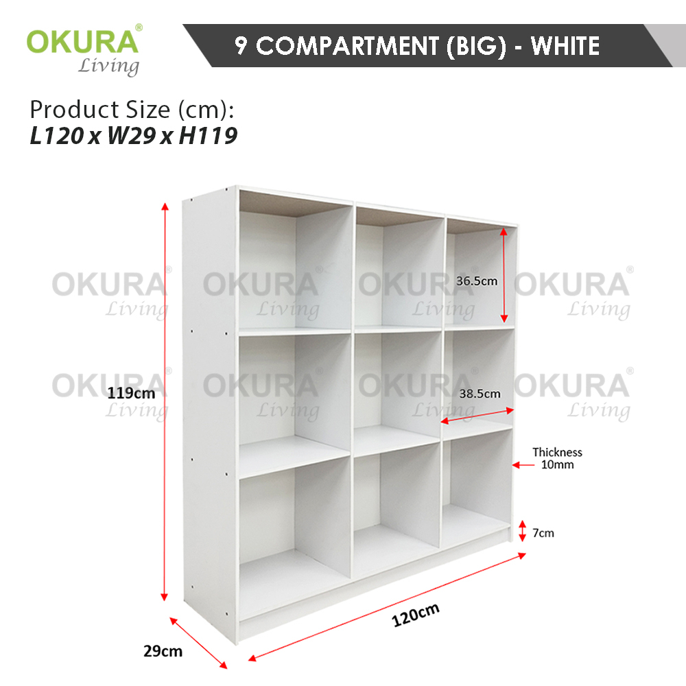 OKURA 12 Compartments Multipurpose Storage Book Shelf File Cabinet ...