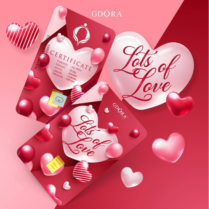 Niza Dora Gold Gdora Lots of Love Gold Bar 0.25g Red Edition | Shopee ...