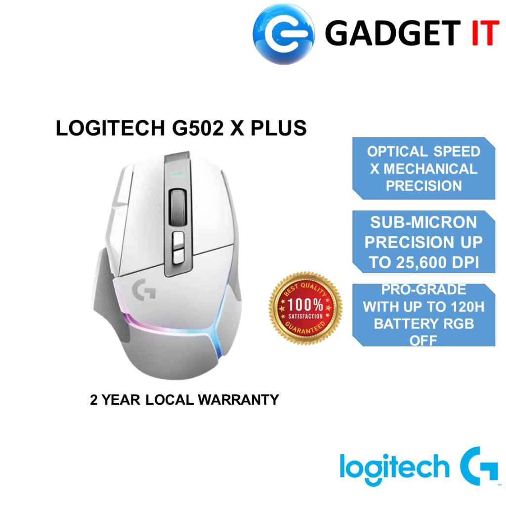 LOGITECH G502X PLUS LIGHTSPEED WIRELESS OPTICAL MOUSE WITH LIGHTFORCE ...