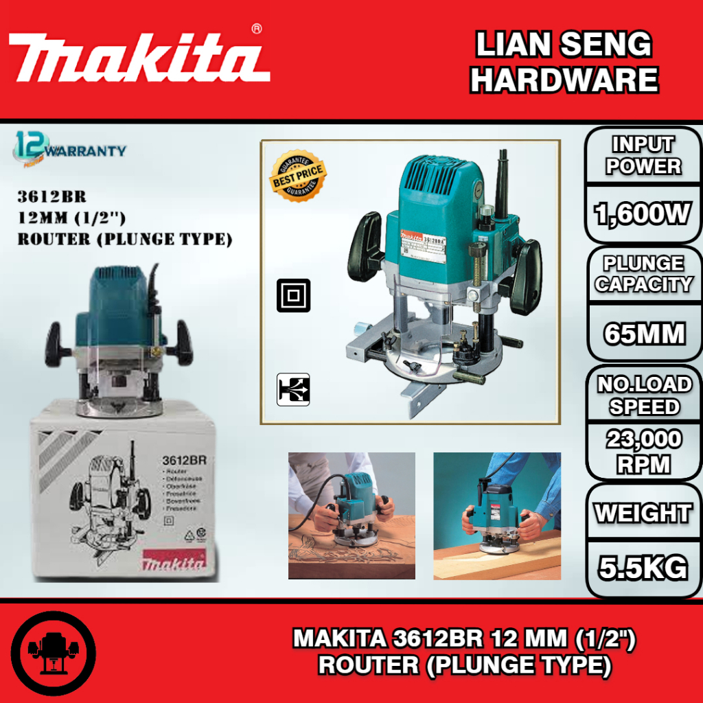 MAKITA 3612BR 12MM(1/2") ROUTER (PLUNGE TYPE) | Shopee Malaysia