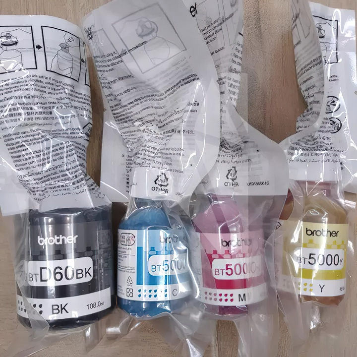 Brother Original BTD60BK BT5000 Black Cyan Magenta Yellow Ink Bottle ...