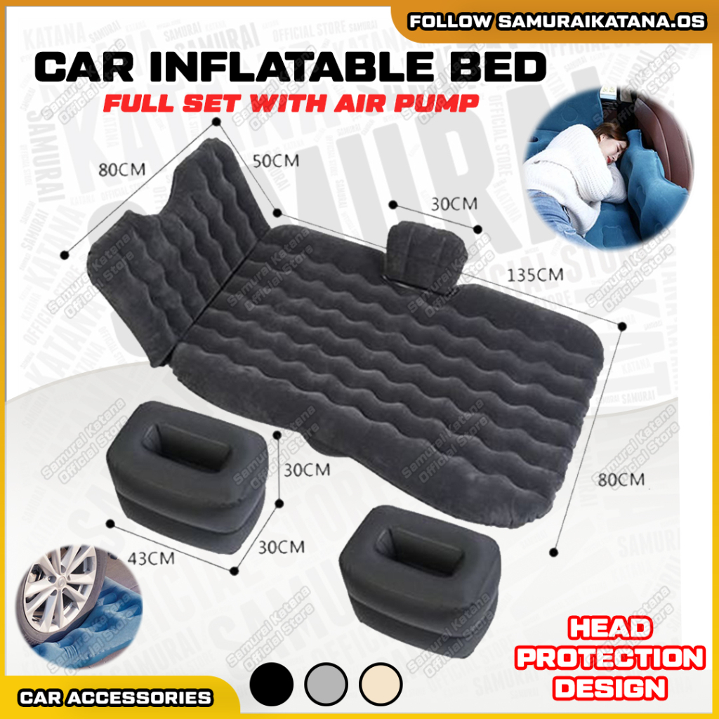 🪁 Head Protection Inflatable Bed Travel Air Mattress Cushion Car Air ...