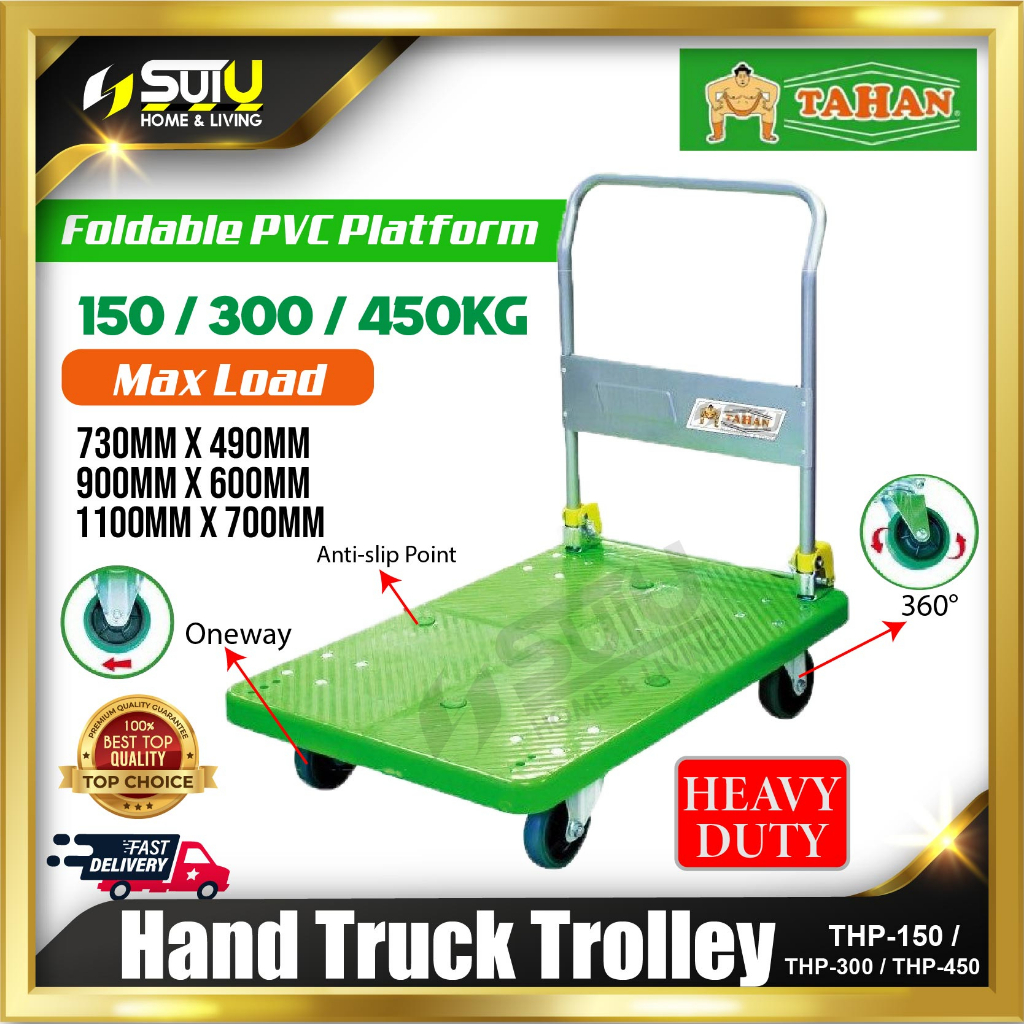 TAHAN THP-150 / THP-300 / THP-450 PVC Platform Hand Truck Trolley Max. Load 150kg / 300kg ...