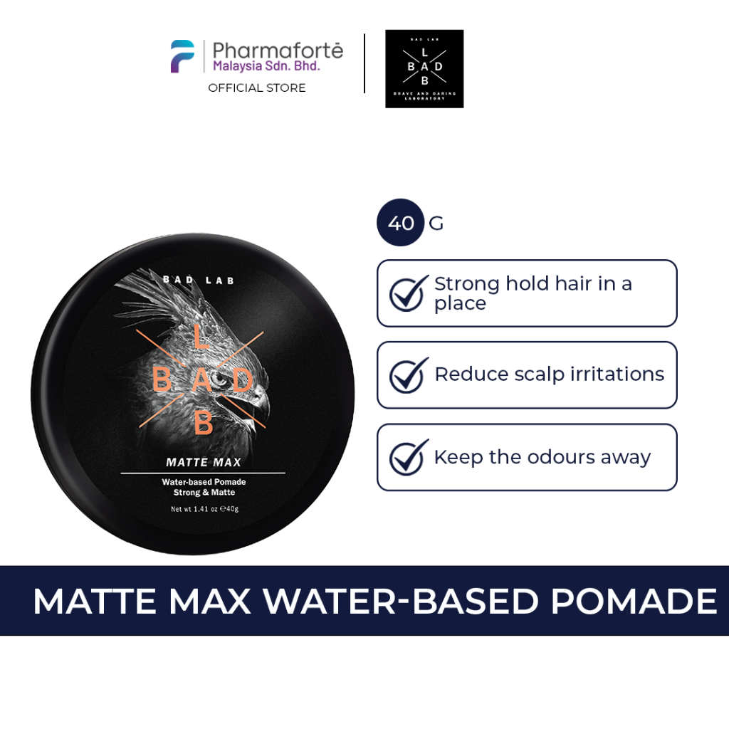 Bad Lab Matte Max Water-Based Pomade - for Unruly, Fizzy Hair Halal ...