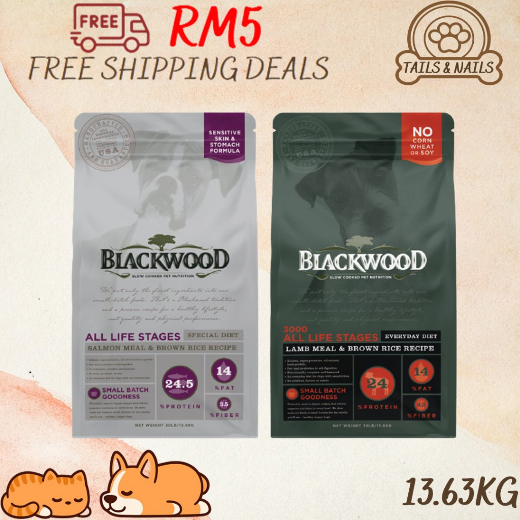 [Diskaun shipping RM5] Blackwood Dog Food 13.63KG - (Salmon / Lamb / Blackwood / Dog Dry Food ...