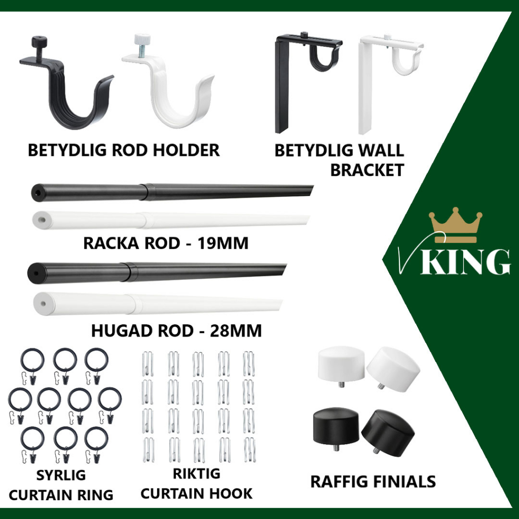 IKEA RACKA HUGAD CURTAIN ROD ACCESSORIES BETYDLIG SYRLIG RIKTIG RAFFIG ...