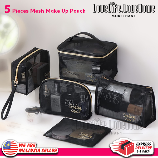 MORETHAN1 5 pcs Mesh Make Up Pouch Organizer Pouch Hygiene Kit Pouch ...