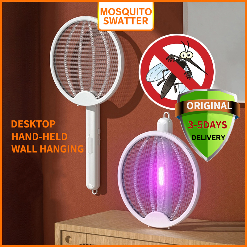 Foldable 3 in1 Electric Mosquito Killer Racket Mosquito Swatter LED USB ...