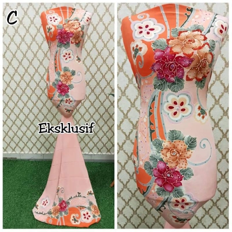 Batik Lukis Sutera Crepe Overlap Eksklusif Daimond Kain Pasang(Ready ...