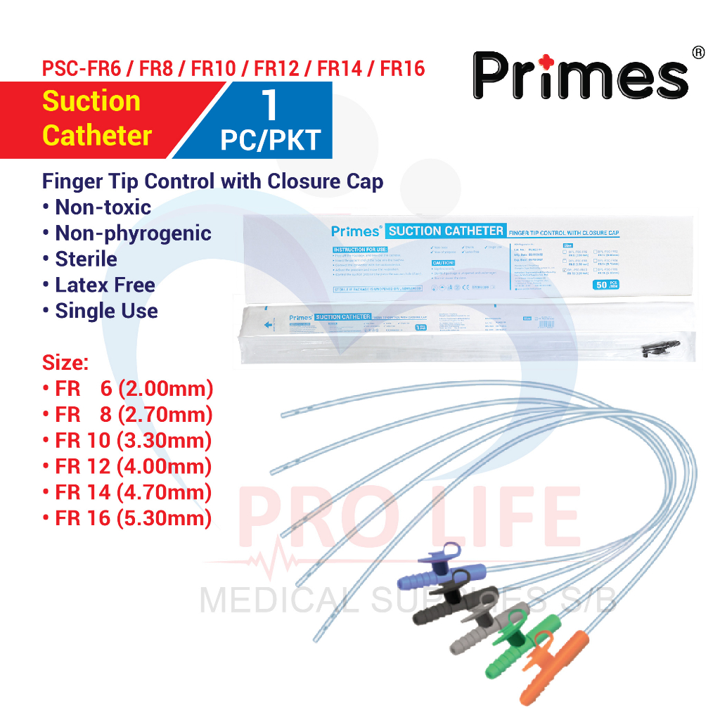 (Single pack type) Primes Suction Catheter (FR6, FR8, FR10, FR12, FR14 ...