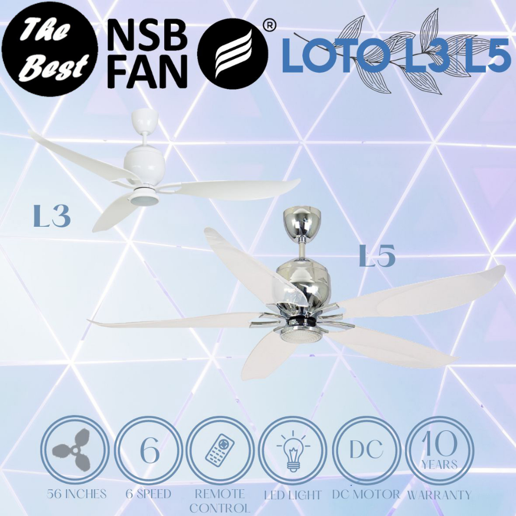 NSB FAN LOTO L5 / L3 56 Inches Designer Ceiling Fan DC MOTOR | Shopee ...
