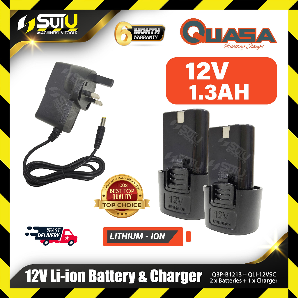 【VALUE BUY】QUASA Q3P-B1213 12V 1.3Ah Battery + QLI-12VSC 12V Charger (SOLO/SET) | Shopee Malaysia