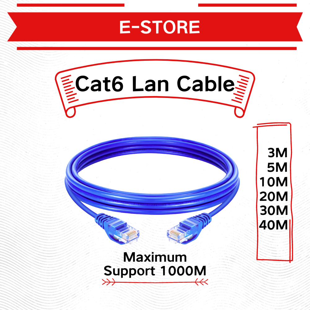 3M/5M/10M/15M/20M/30M/40M 1000mbps Cat6 Lan Cable RJ45 Cable Network Cable Gigabit Ethernet ...
