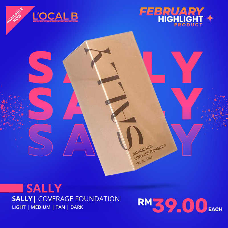 💯 ORIGINAL SALLY NATURAL HIGH COVERAGE FOUNDATION | Shopee Malaysia