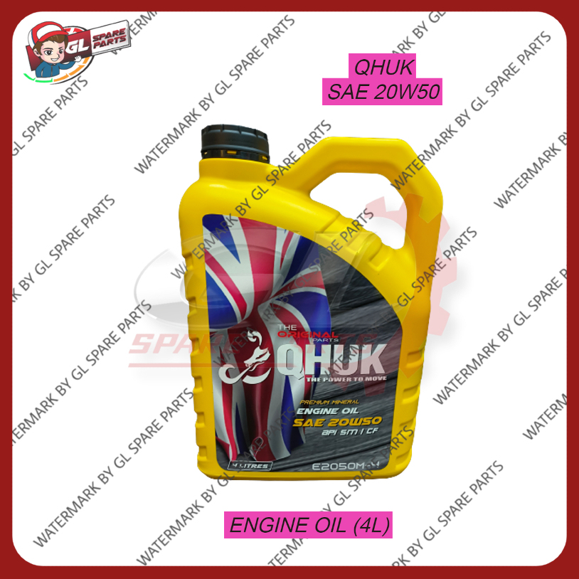 QHUK SAE 20W50 4L API SM/CF ENGINE OIL PREMIUM MINERAL PROTON HONDA TOYOTA MINYAK HITAM | Shopee ...