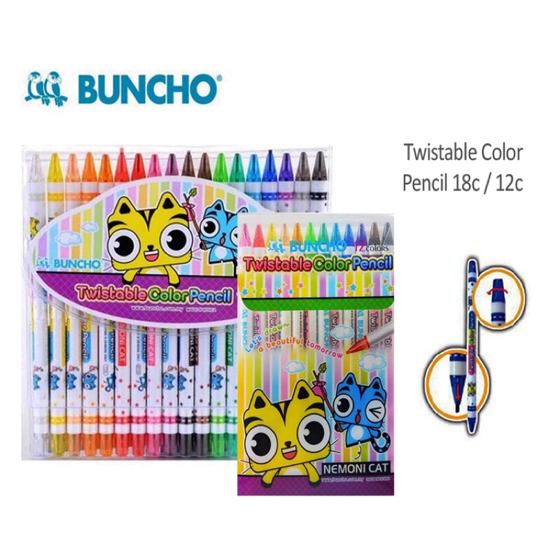 Buncho Nemoni Cat Twistable Color Pencils Made in Korea | Shopee Malaysia