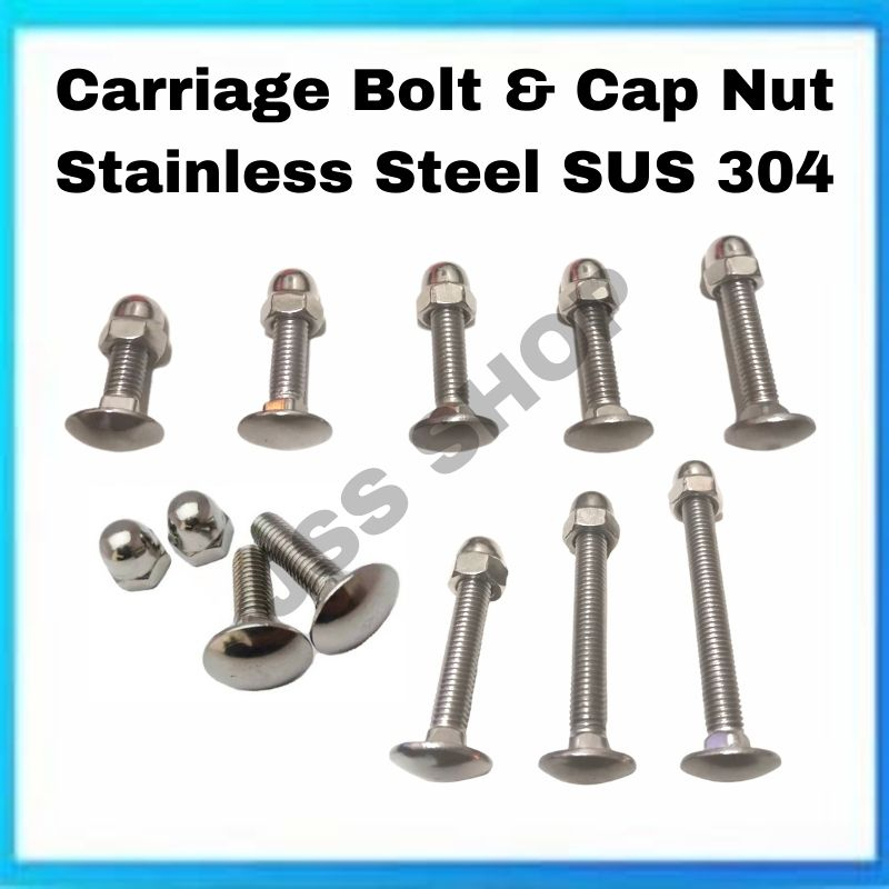 S/S Carriage Bolt & Cap Nut Stainless Steel SUS 304 (M8) | Shopee Malaysia