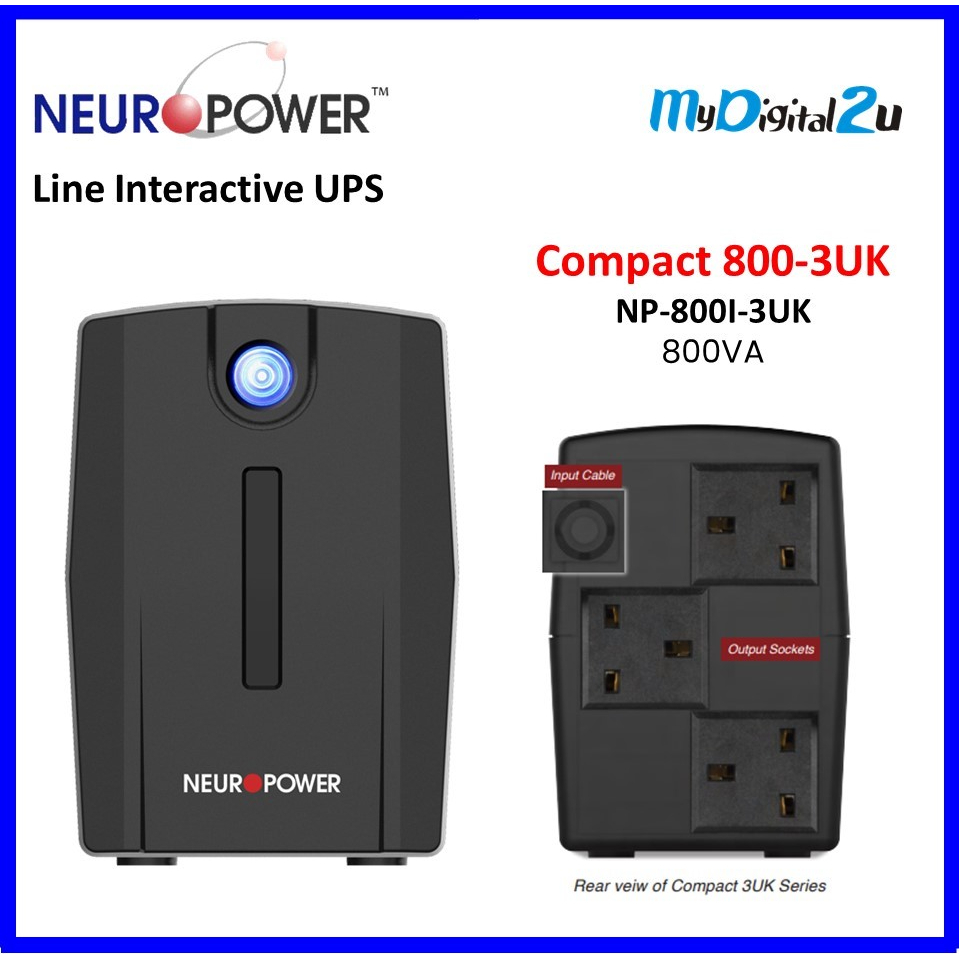 NEUROPOWER COMPACT 800VA UPS Backup Battery Build-In AVR Surge Spike ...