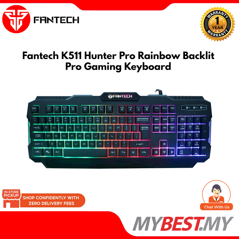 Fantech Hunter Pro Rainbow Backlit Pro Gaming Keyboard with 12 Advance ...