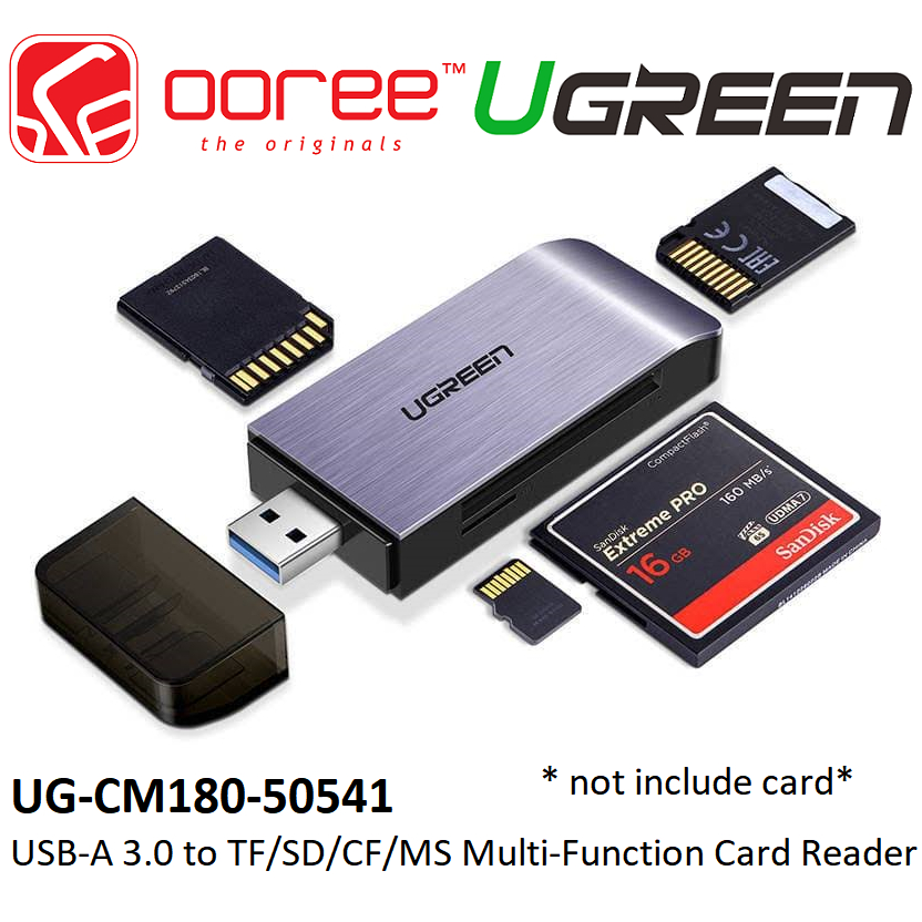 UGREEN CM180 USB-A USB 3.0 TO TF/SD/CF/MS HIGH SPEED MULTI FUNCTION CARD READER MULTI-READ ...