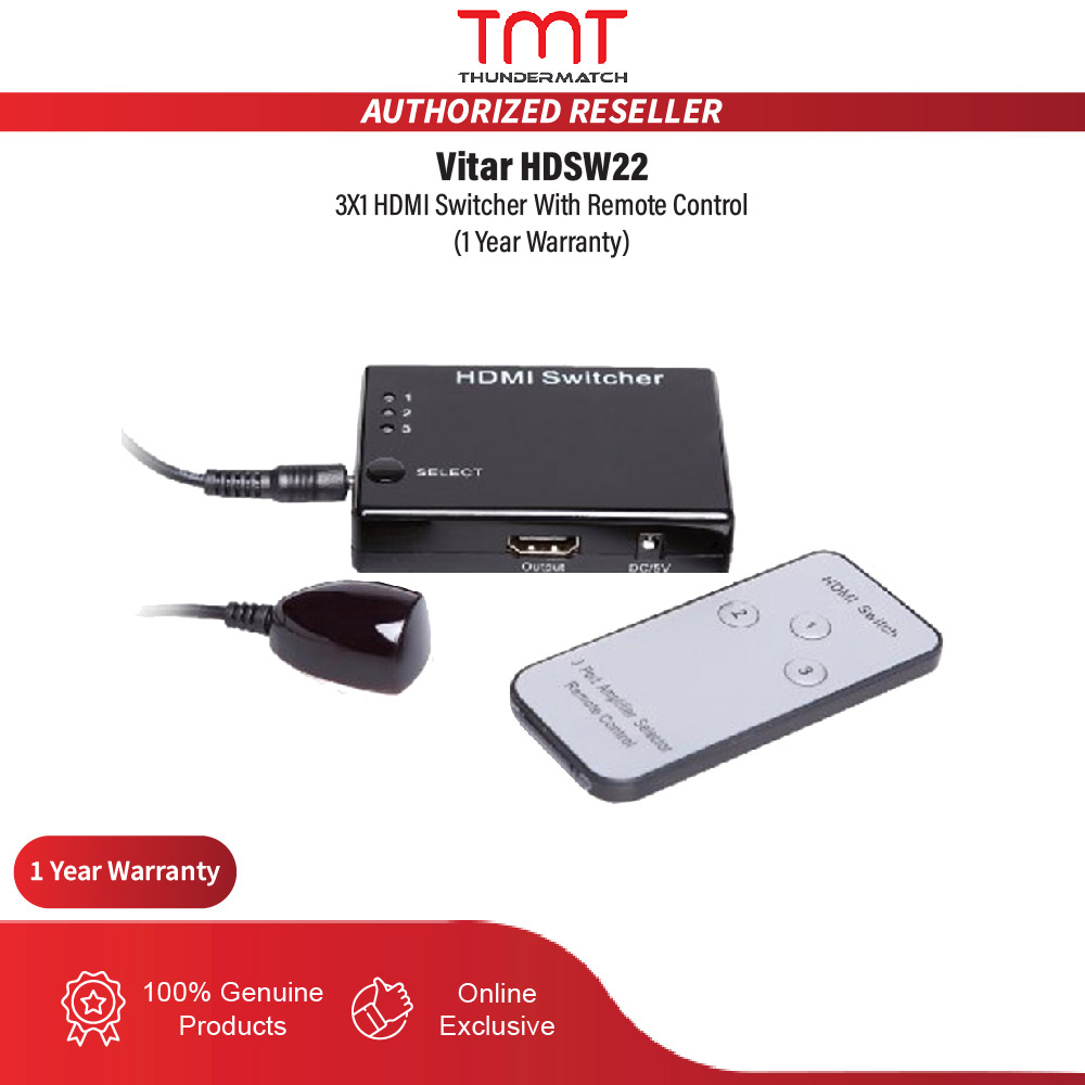 Vitar HDSW 22 3X1 HDMI Switcher with Remote Control (1 Year Warranty ...