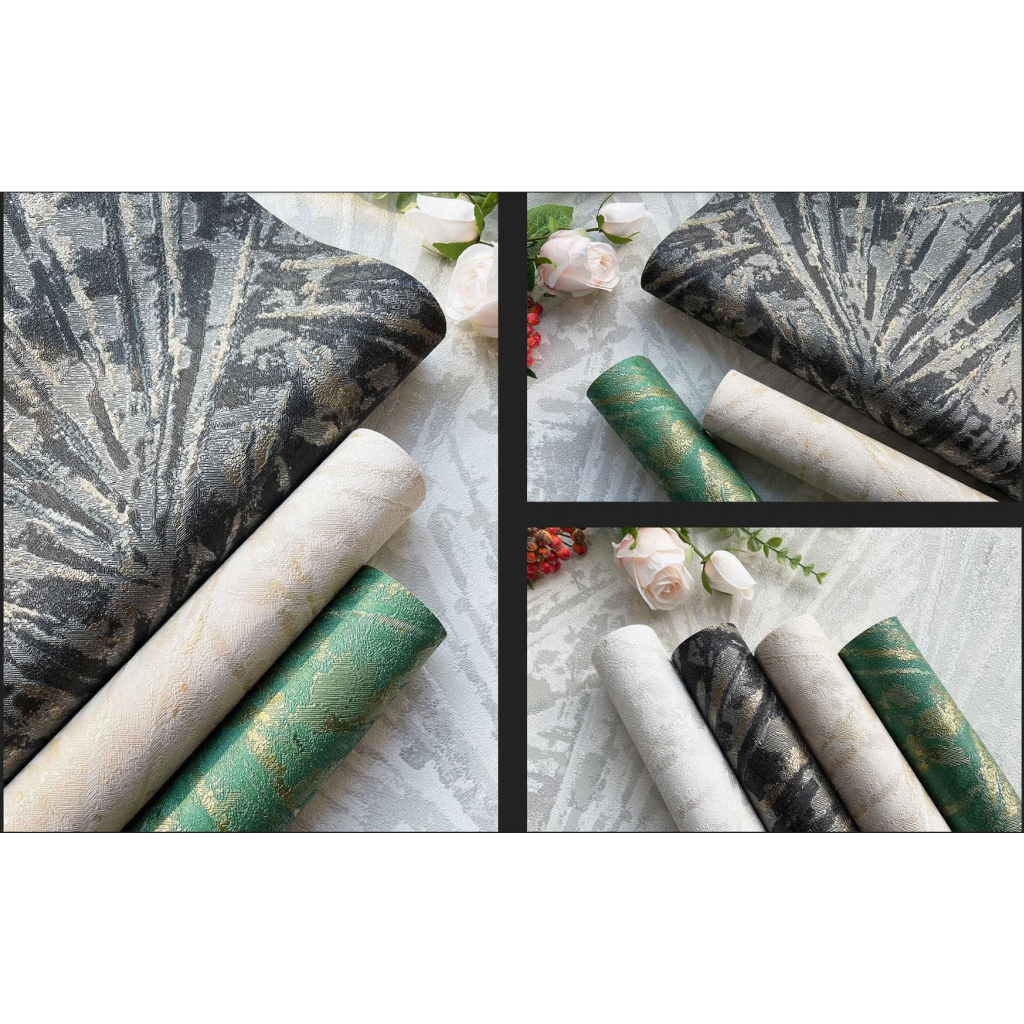 Ready Stock Wallpaper Modern Embossed Pattern with Glitter Korean Made ...