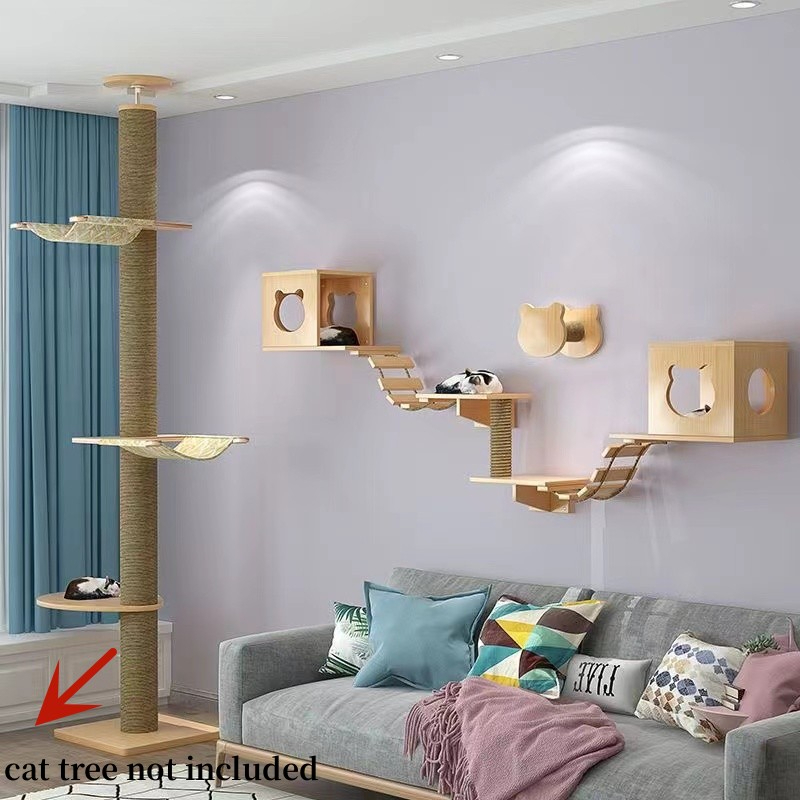 DIY Solid Wood cat house cat playground cat Wall Mounted cat wall ...