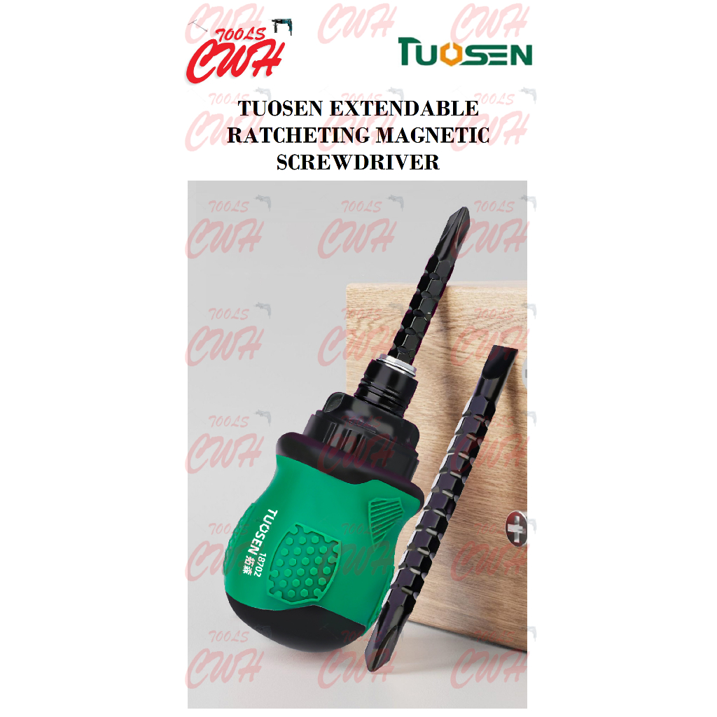 PRC TUOSEN 2IN1 STUBBY EXTENDABLE RATCHETING MAGNETIC SCREWDRIVER BIT ...