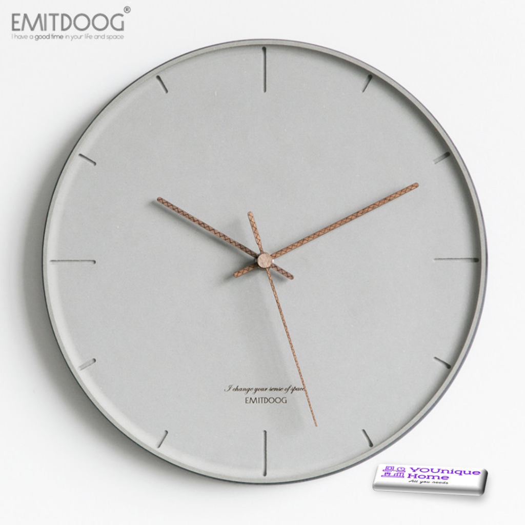 EMITDOOG Round Edge Circle Concrete Looks Silent Wall Clock FORESCOLOR ...