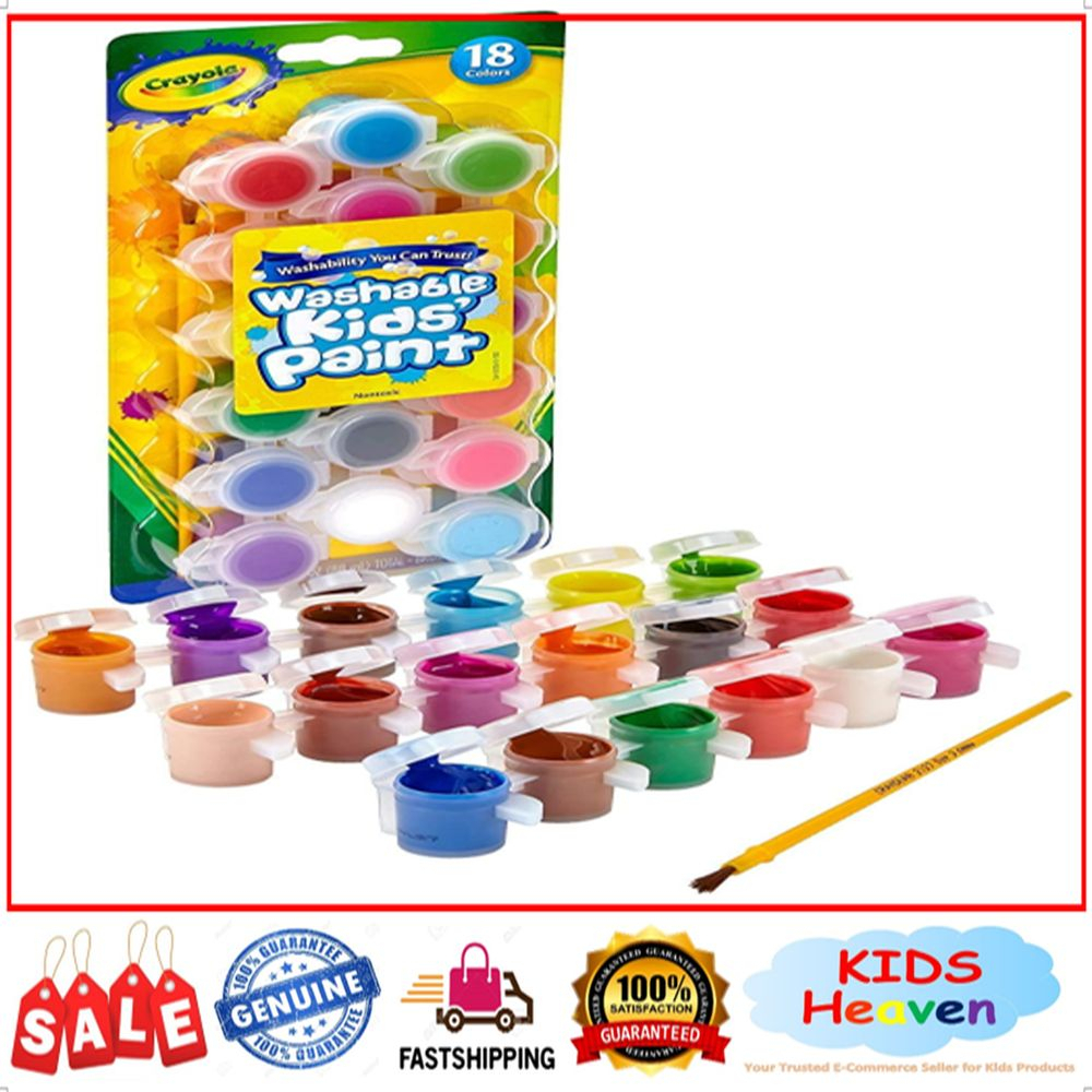 Crayola Washable Kids Paint Set & Paintbrush 18 Count (100.0% Original ...