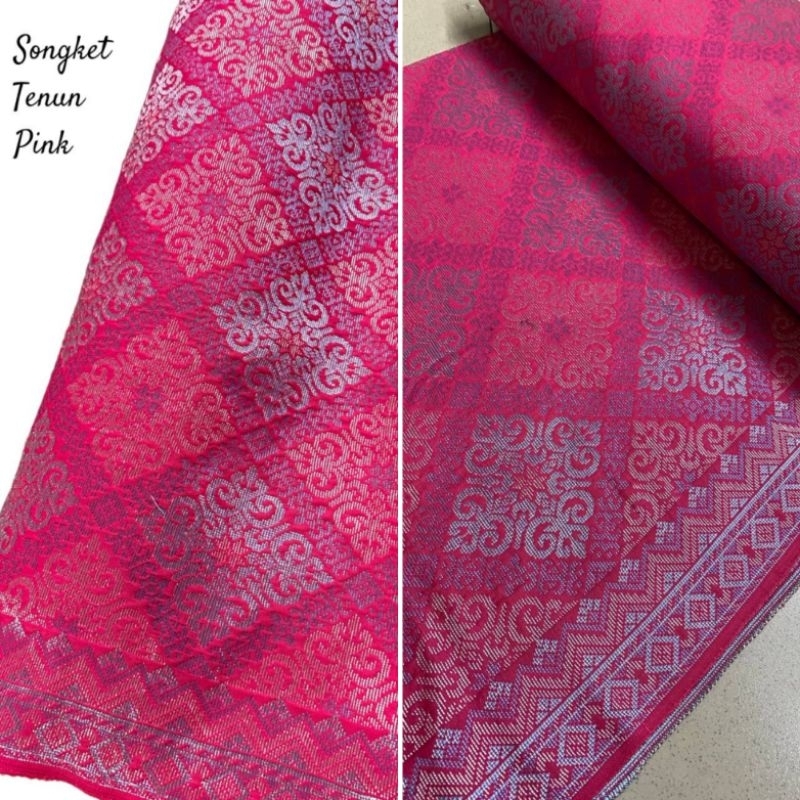 Kain Pasang Songket Tenun Penuh Exclusive - Peach, Hot Pink,, Smokey ...
