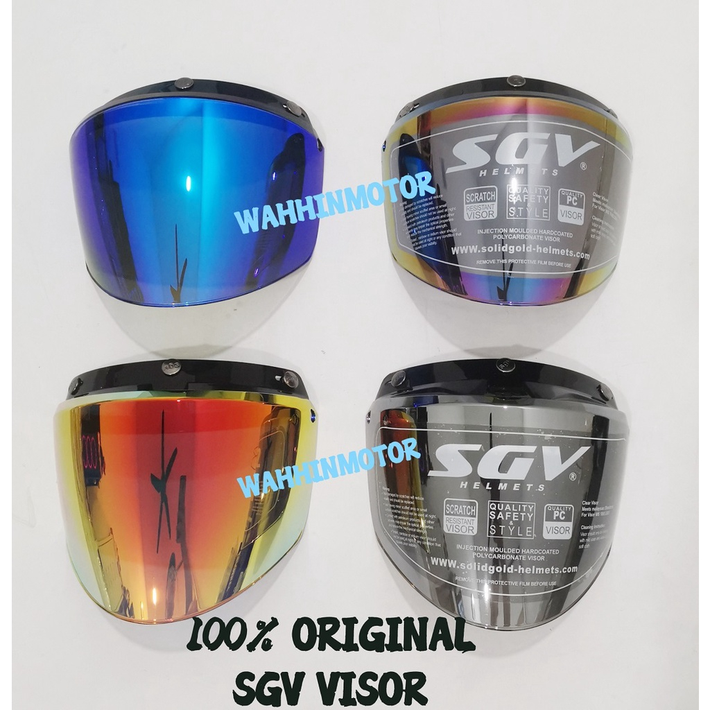 100% ORIGINAL SGV TAJAM SHARP 3 BUTTON HELMET CAP VISOR CHROME IRIDIUM BLUE RED RAINBOW SIANG ...