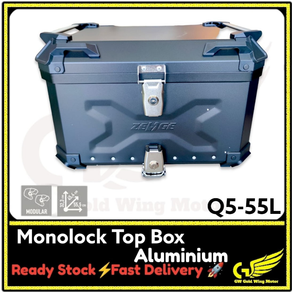 ZEDGE Q5 42L 55L 65L X-PURSUIT MONOLOCK TOP CASE BOX ALUMINIUM MOTORCYCLE MONOKEY ~ 55 LITER ...