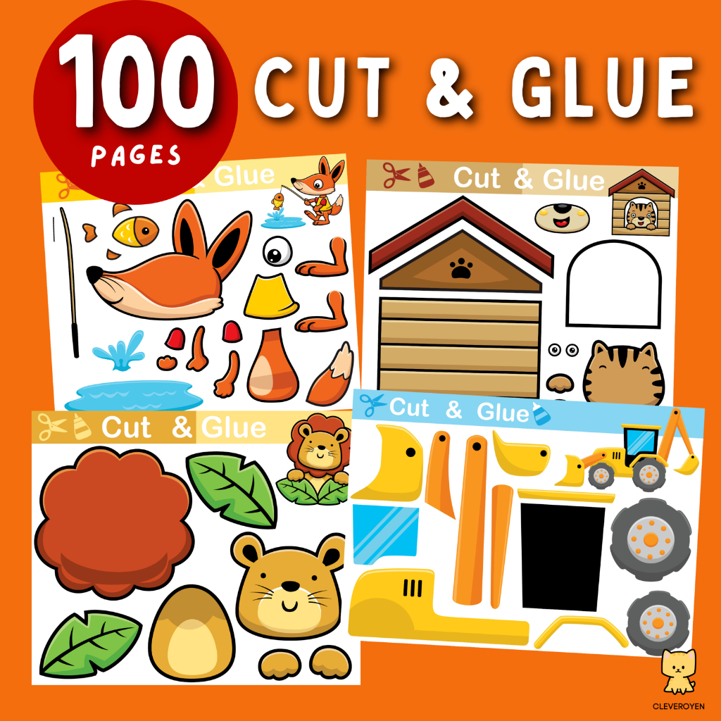 [PDF] Cut and Glue Kids Activity Book, 100 Pages, Montessori Activity ...