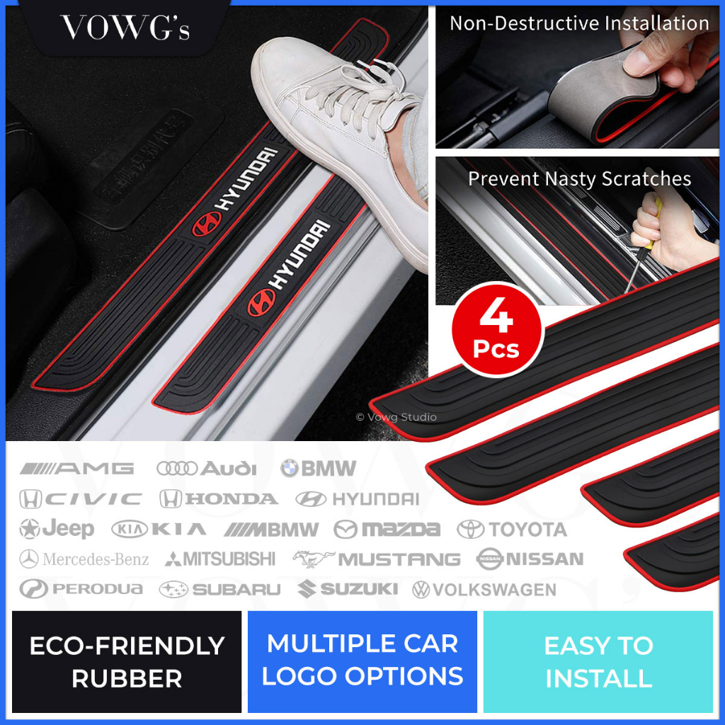 VOWG's (4pcs) Car Door Sill Strip Rubber PVC Anti Scratch Guard Perodua ...