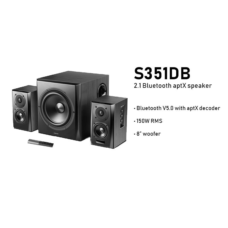Edifier S351DB 2.1 Speakers - Bluetooth V5.1 | 8" Subwoofer | Titanium ...
