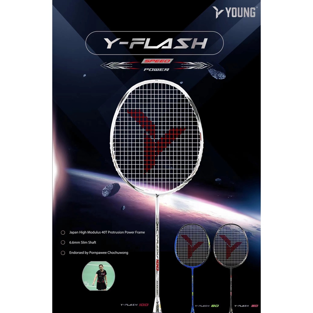 Young Badminton Racket Y-Flash 90 [Free String & Grip] | Shopee Malaysia