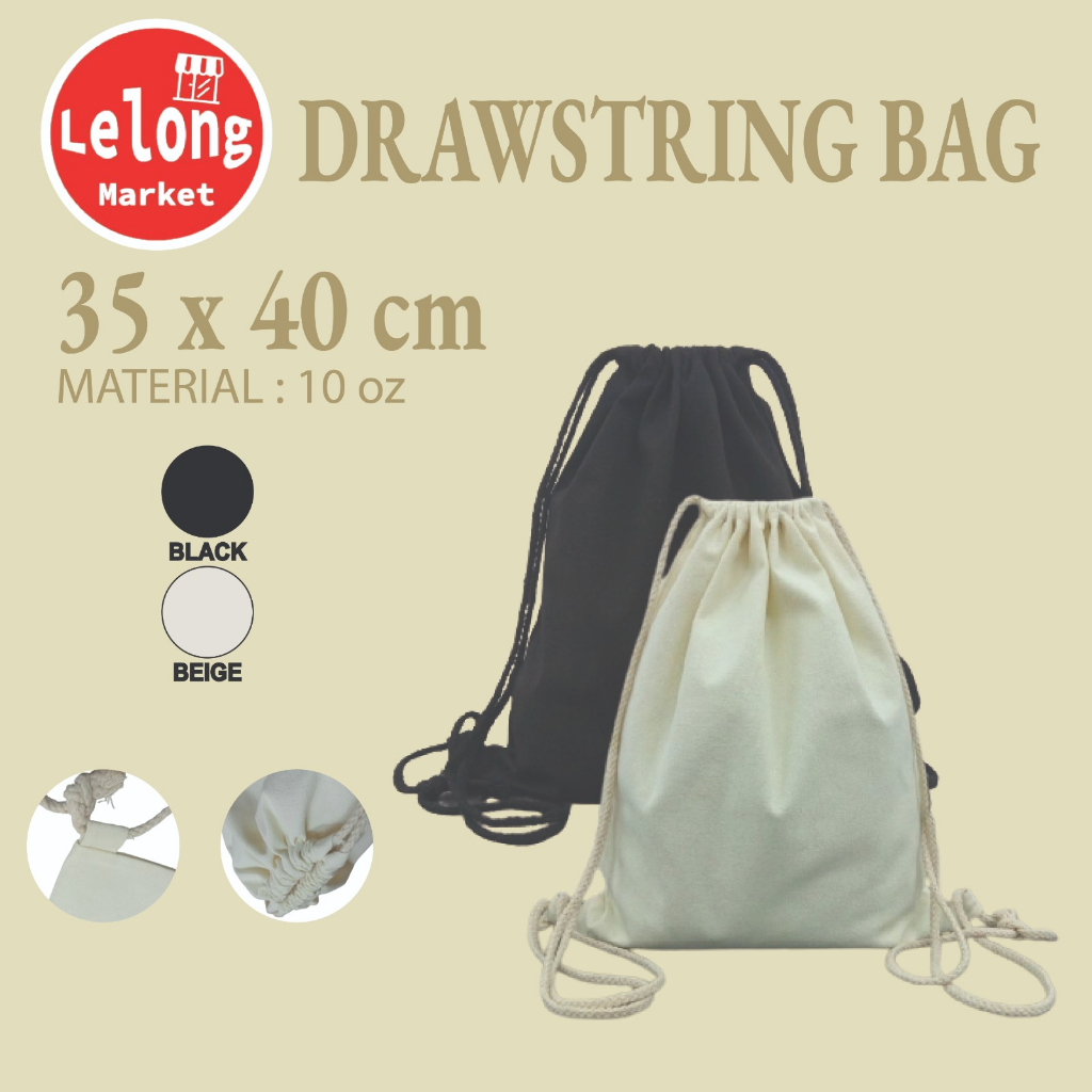 [ READY STOCK ] DRAWSTRING CANVAS 10 ONZ (35X40CM) BAG CANVAS TREND TERKINI, BAG STUDENT ...