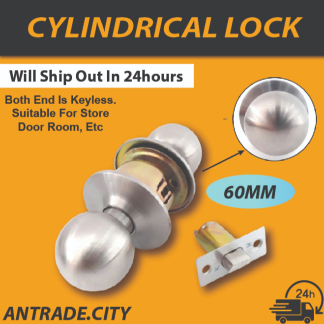 [FULL SET] Keyless Hard Lock Cylindrical Lock Door Lock Set 6873SS ...