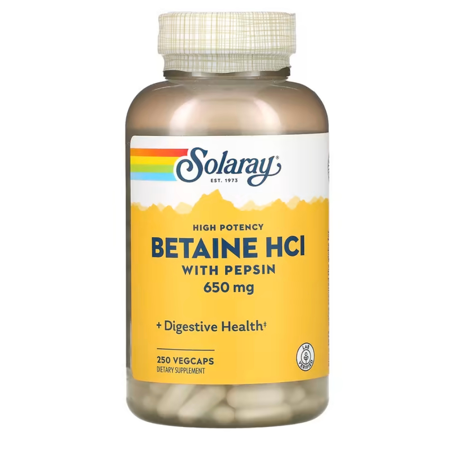 Solaray, High Potency Betaine HCL with Pepsin, 650 mg, 100 / 250 ...
