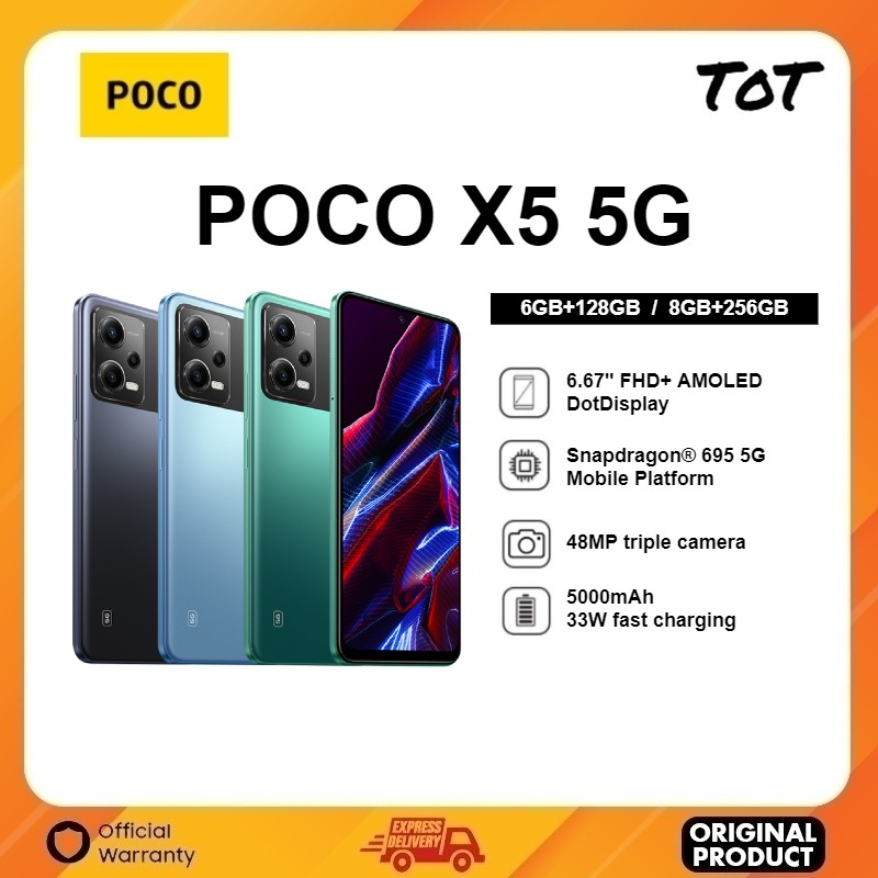 POCO X5 5G (6+128GB/8+256GB) 120Hz FHD+ AMOLED l Snapdragon 695 l 33W ...